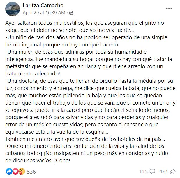 Locutora cubana Laritza Camacho explota: ¡No malgasten ni un peso más en consignas!